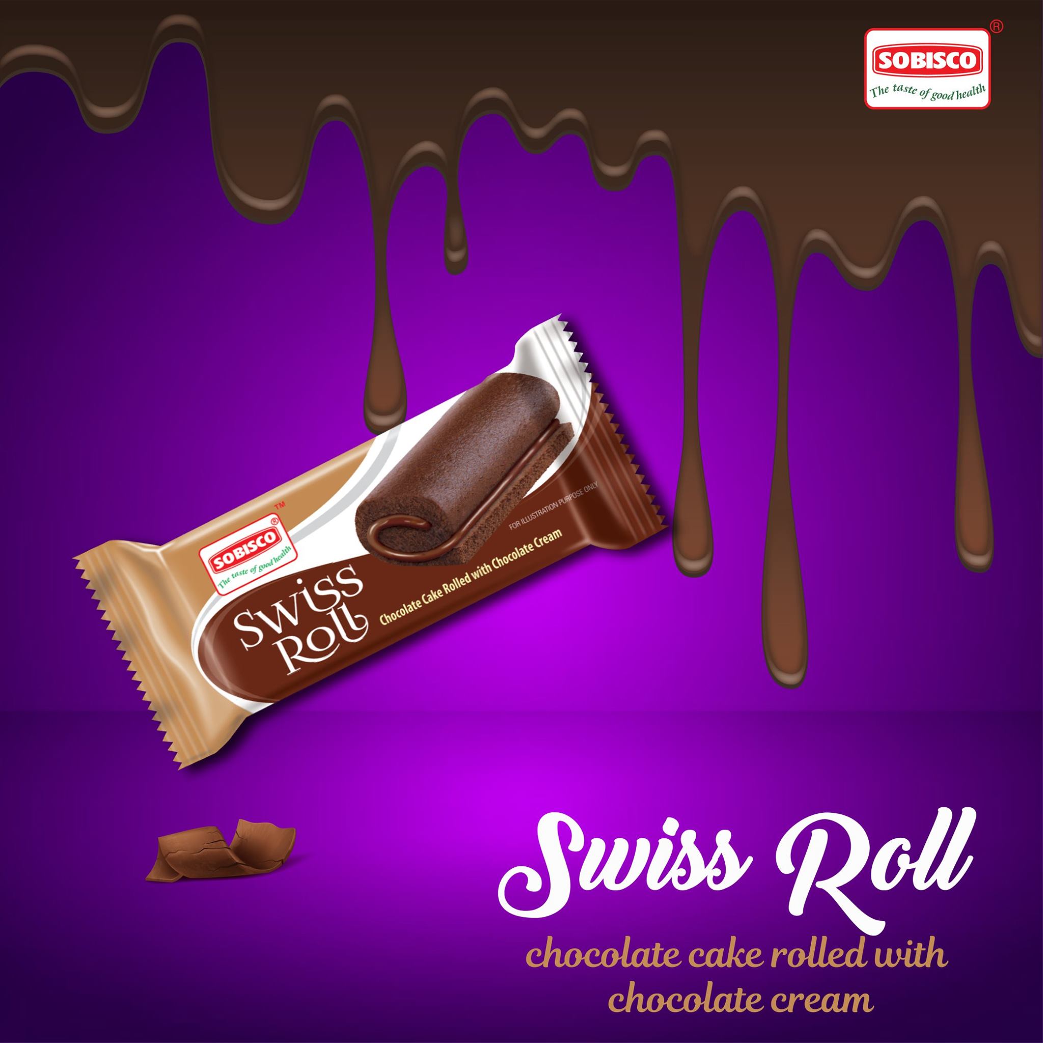 Sobisco Swiss Roll Chocolate Cake Rolled With Vanilla Cream, 35g | Azha ...